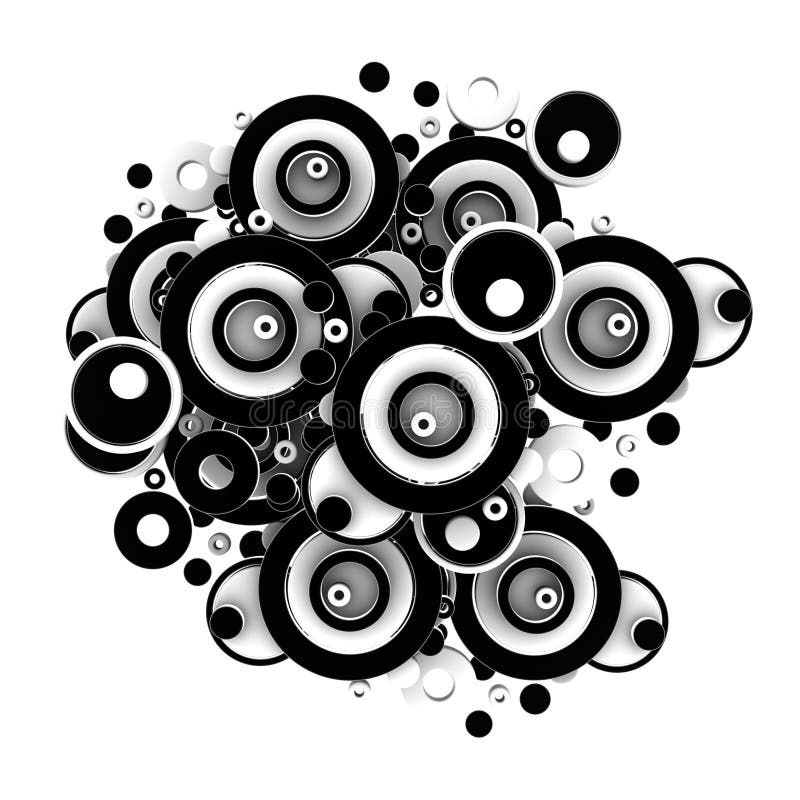 Abstract 3D Black Circles stock illustration. Illustration of form ...