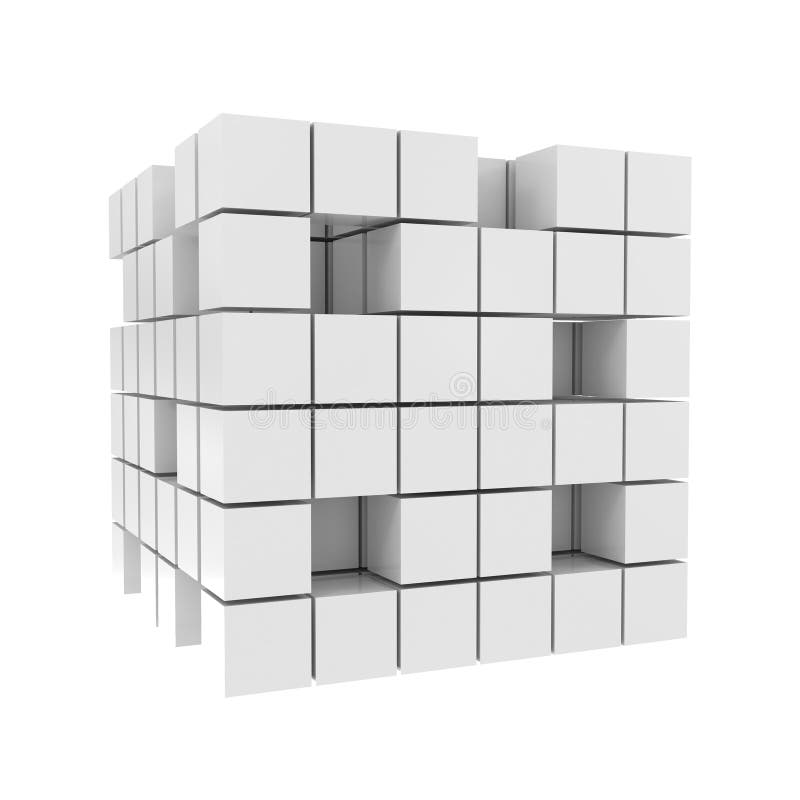 Abstract 3D Blocks Isolated on White Stock Illustration - Illustration ...