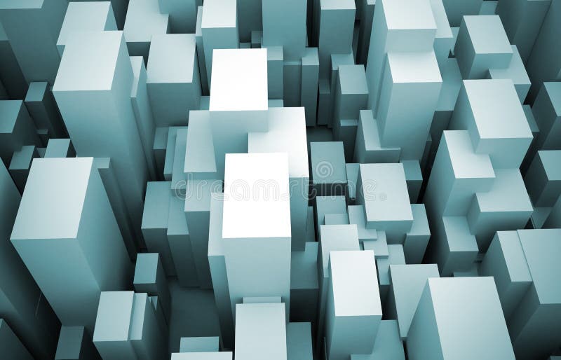 Abstract 3d City Blocks Rising Stock Illustration - Illustration of ...