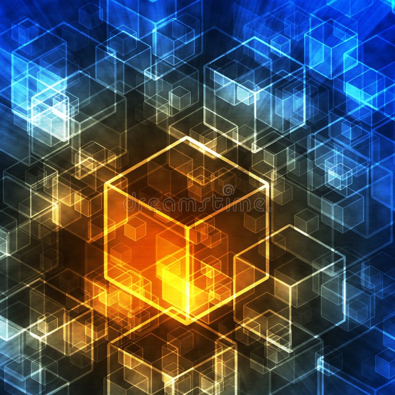 Abstract 3d Cubes in Technology Style. Stock Illustration ...