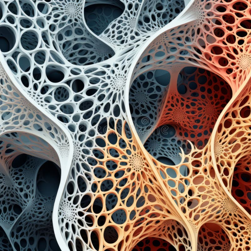 Abstract 3d Modeling with White and Orange: Organic Forms, Intricate ...