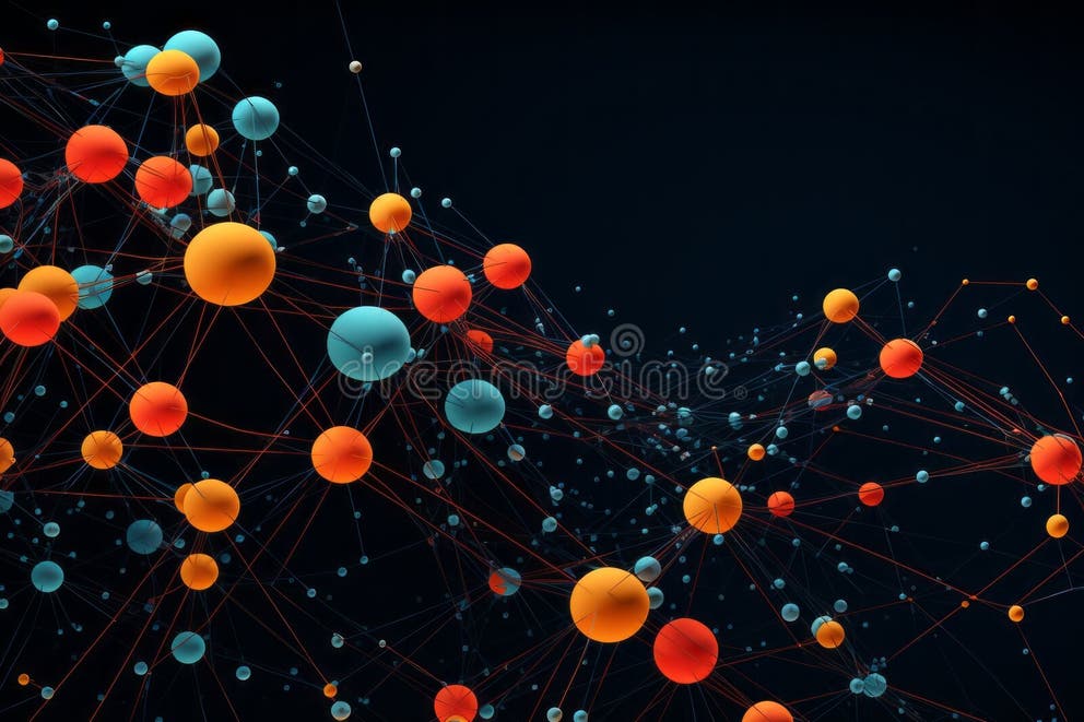 Abstract 3D Network of Nodes and Links Stock Illustration ...
