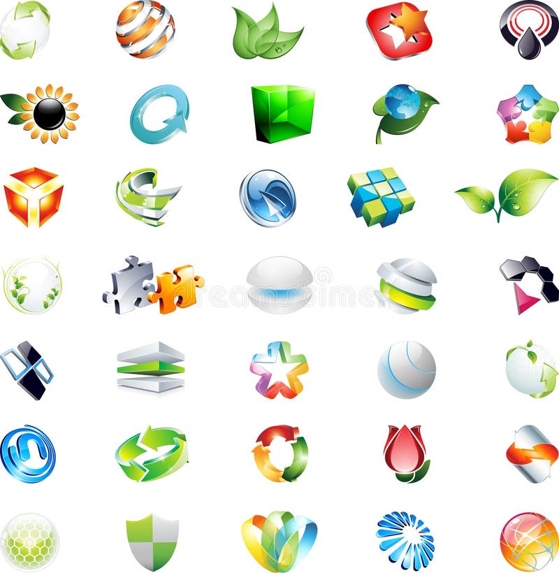 Abstract 3d Vector Icons Logos Stock Vector - Illustration of drawing ...