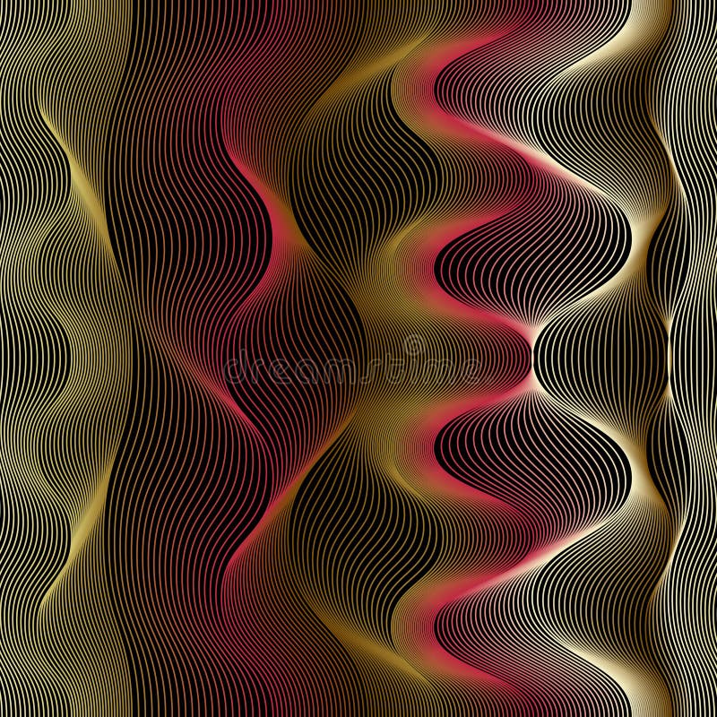 Abstract Vector Hearts Seamless Moire Pattern with Lines. Colorful ...