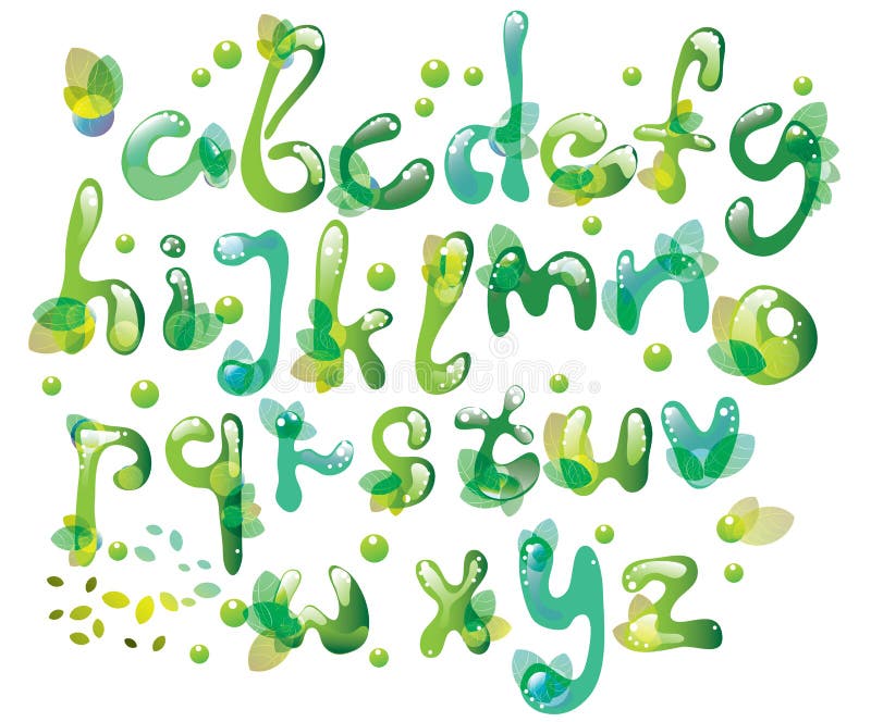 Abstract ABC,green Alphabet with Leaves Stock Vector - Illustration of ...