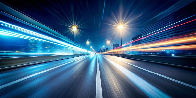 Abstract Acceleration Speed Motion on Night Road Creative AI Stock ...