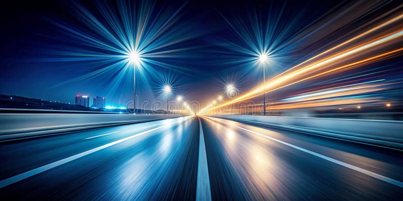 Abstract Acceleration Speed Motion on Night Road Creative AI Stock ...
