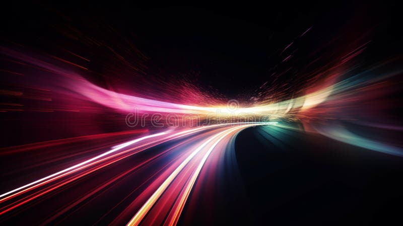 Abstract Acceleration Speed Motion on Night Road Stock Illustration ...