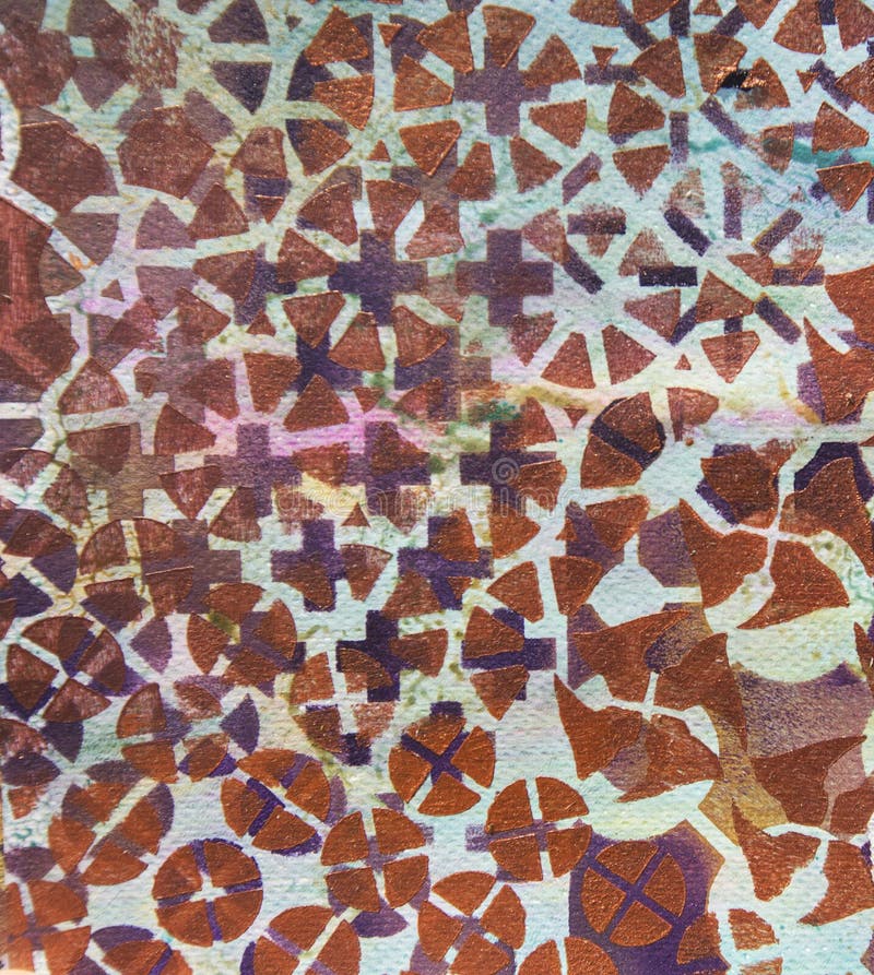 Abstract Acrylic Texture with Stencil Elements Stock Illustration ...