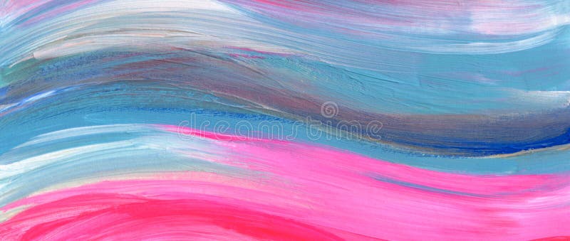 Abstract Acrylic and Watercolor Painting. Canvas Texture Horizontal ...