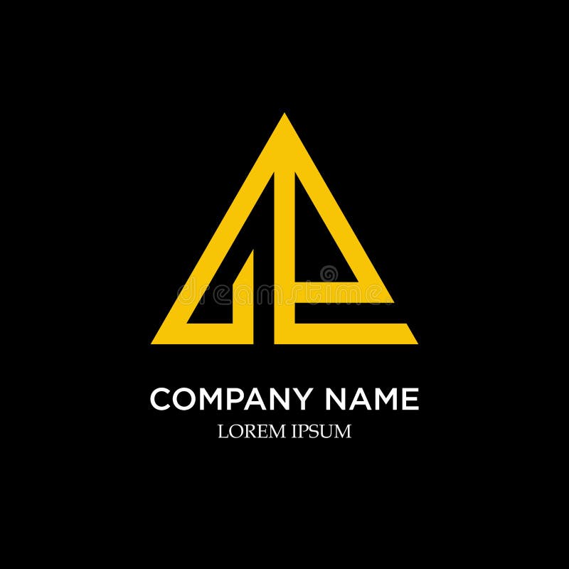 Abstract AE Logo. Pyramid Shaped Gold Lettering Design Vector Stock ...