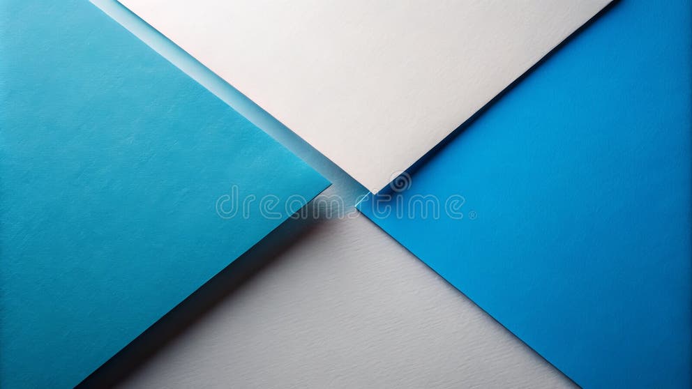 Abstract Aerial Composition of Overlapping Blue and White Papers a ...