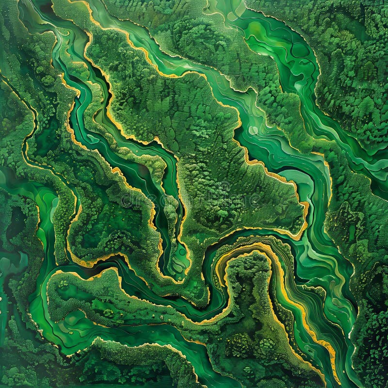 AI-generated Image: "Abstract Aerial View of Forest and River Pattern ...