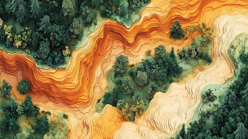 Abstract Aerial View of Layered Landscape with Forests Stock ...