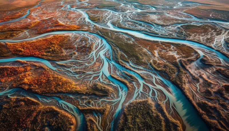 Abstract Aerial View of Rippled Waters Edge, Beauty in Nature Generated ...