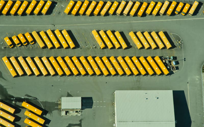 Abstract Aerial View of School Bus Depot Stock Image - Image of city ...