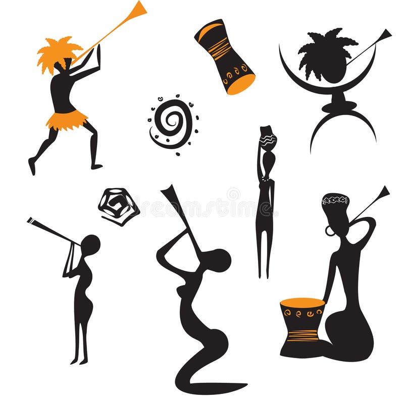 Abstract African Native People Stock Vector - Illustration of drums ...