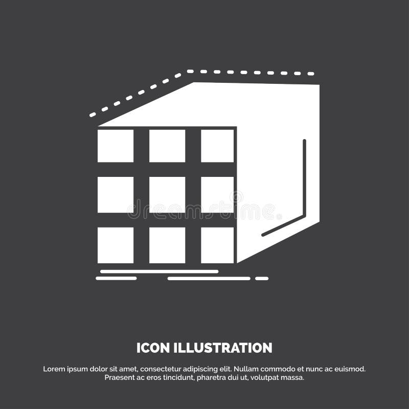 Abstract, Aggregation, Cube, Dimensional, Matrix Icon. Glyph Vector Symbol for UI and UX ...