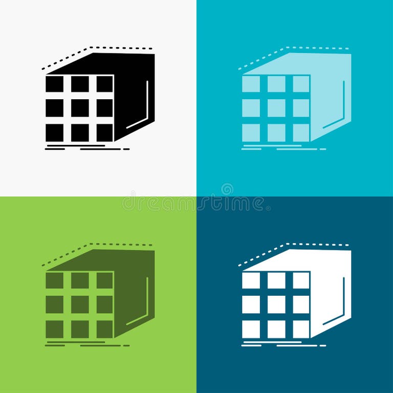 Abstract, Aggregation, Cube, Dimensional, Matrix Icon Over Various Background. Glyph Style ...