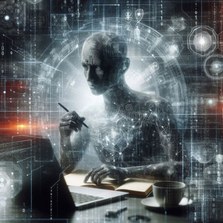 Abstract AI Accelerating Workflow for Office Workers - Futuristic ...