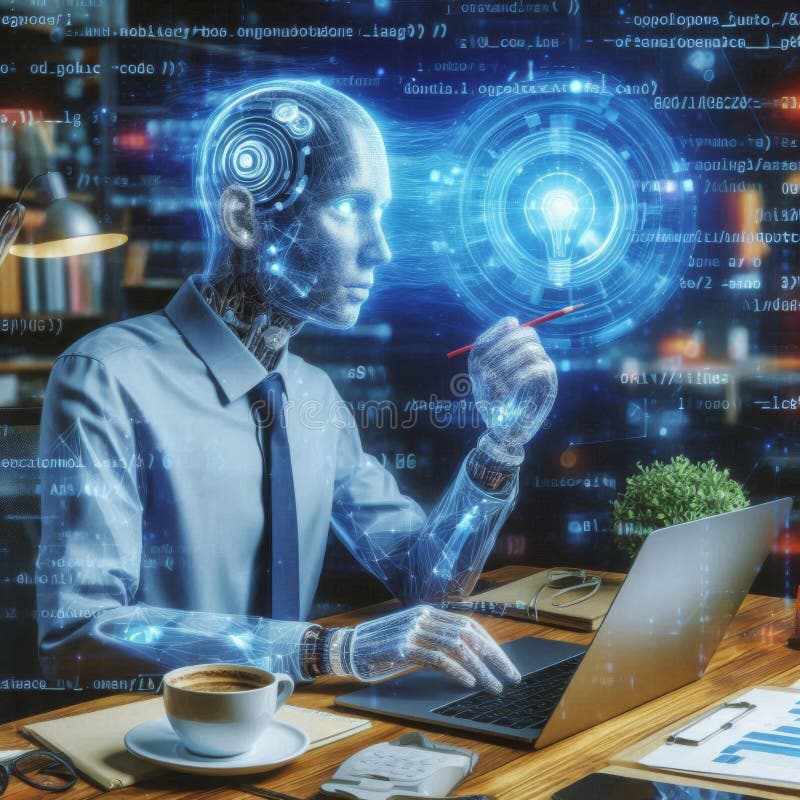 Abstract AI Accelerating Workflow for Office Workers - Futuristic ...