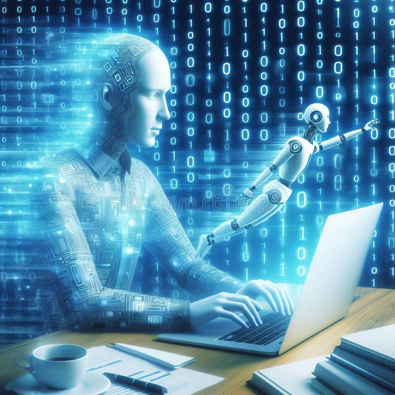 Abstract AI Accelerating Workflow for Office Workers - Futuristic ...