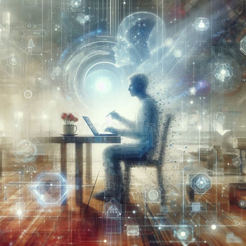 Abstract AI Accelerating Workflow for Office Workers - Futuristic ...