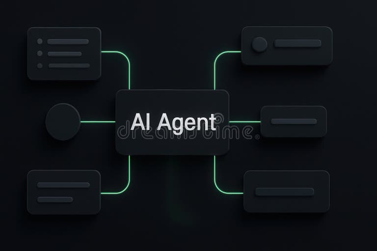 Abstract AI Agent Network: Dark UI Design, Modern Technology Concept ...