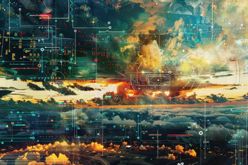 Abstract Ai Algorithm Background With Futuristic Neural Networks And Data Flow Stock Image