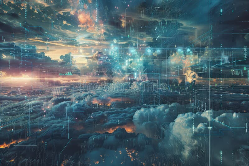 Abstract Ai Algorithm Background With Futuristic Neural Networks And Data Flow Stock Image