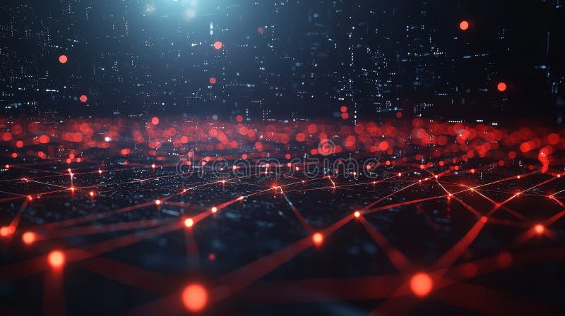 Abstract Ai Algorithm Visualization With Red Dots Stock Illustration