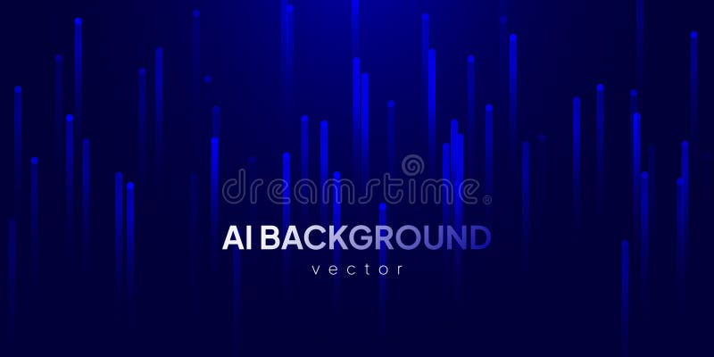 Abstract Ai Blue Tech Background with Flowing Lines, Digital Particles ...