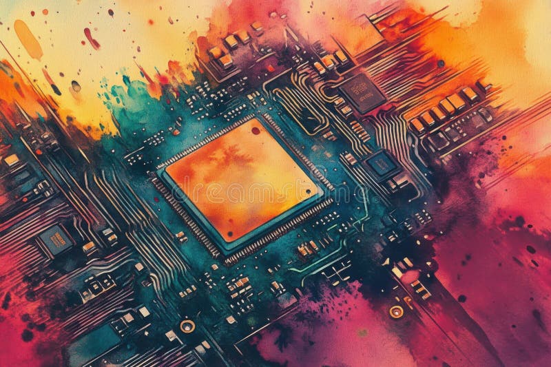 Abstract Ai Chip Concept with Vibrant Colors and Circuit Board Design ...