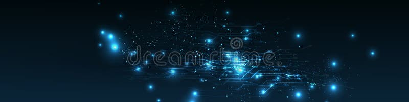 Abstract AI Circuit Board Background. Technology Connected Blue Lines ...