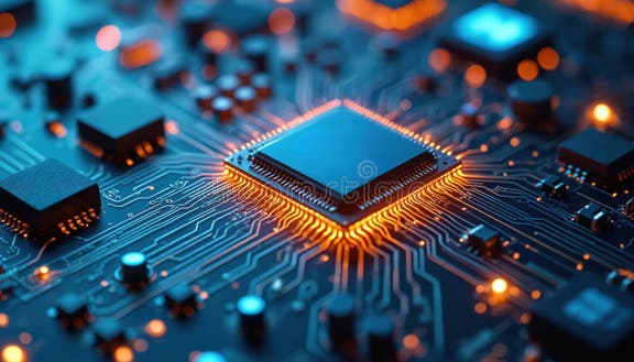 Abstract AI Circuit Board. Modern Artificial Intelligence System Design ...
