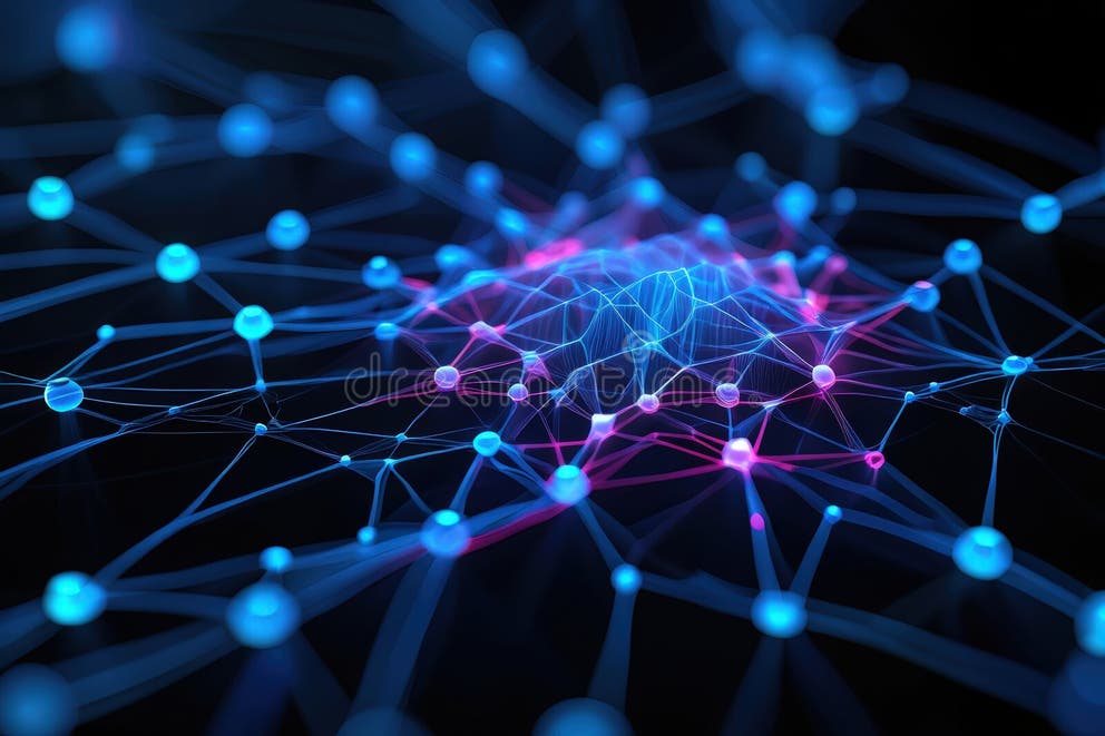 Abstract AI Data Visualization with Neural Networks Stock Illustration - Illustration of ...