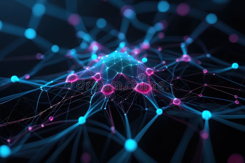 Abstract Ai Data Visualization With Neural Networks Stock Illustration