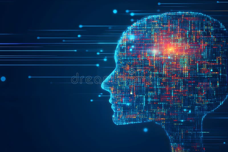 Abstract AI Face Profile with Colorful Data Visualization Elements ...