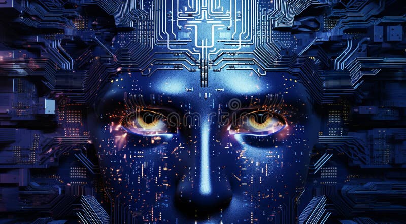 AI Humans Face on Background, Technology AI Face, Bionic Robot Face ...