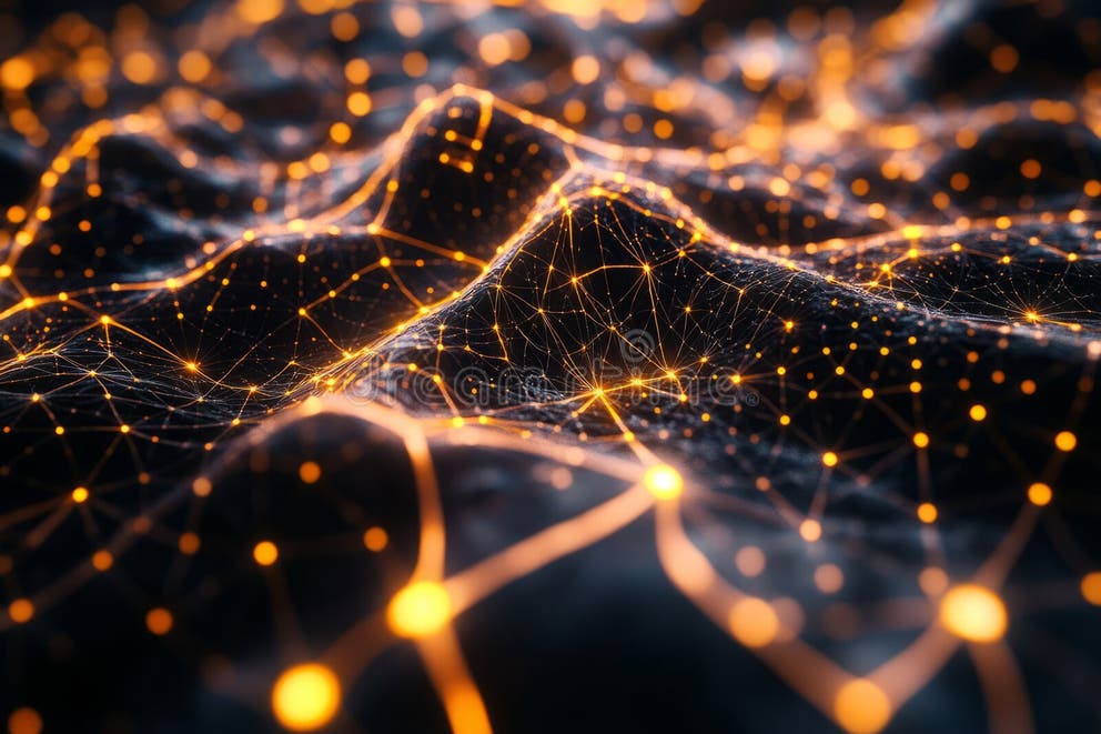 Abstract AI-generated Algorithm Visualization, Endless Fractal-based Data Grids, Luminous ...