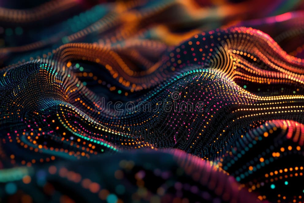Abstract AI-generated Algorithm Visualization, Endless Fractal-based Data Grids, Luminous ...