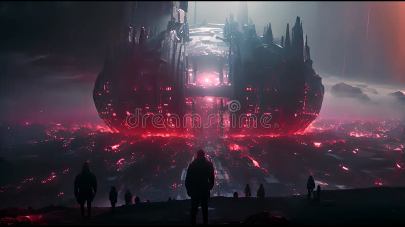 Abstract AI-generated Background with UFO Aliens Spaceship Above the ...