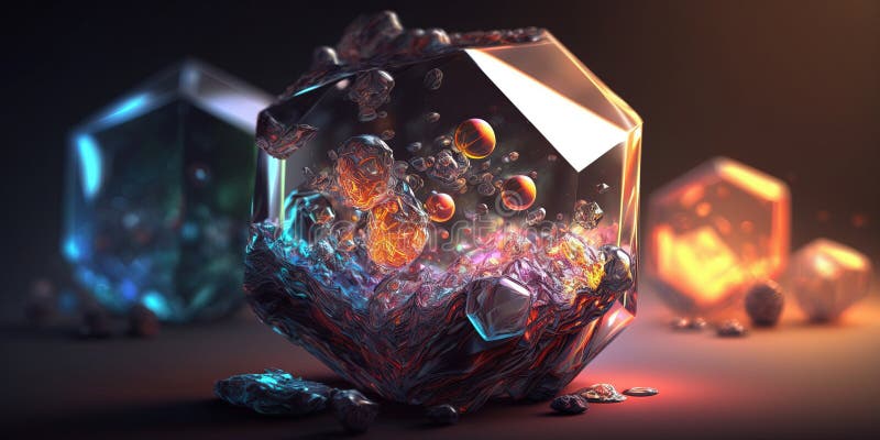 Abstract Ai Generated Colour Crystals Stock Illustration - Illustration ...