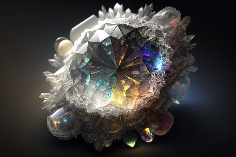 Abstract Ai Generated Colour Crystals Stock Illustration - Illustration ...