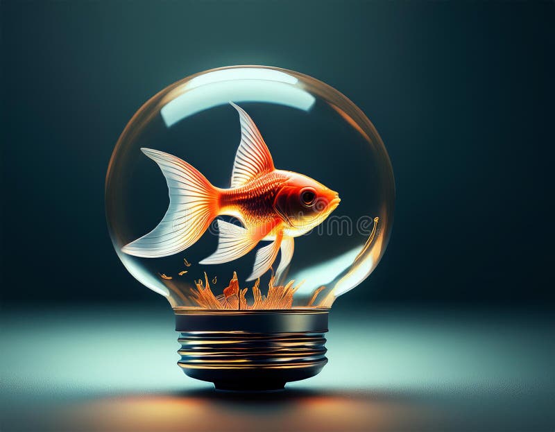 An AI-generated Abstract Image of a Goldfish Swimming Inside a Light ...
