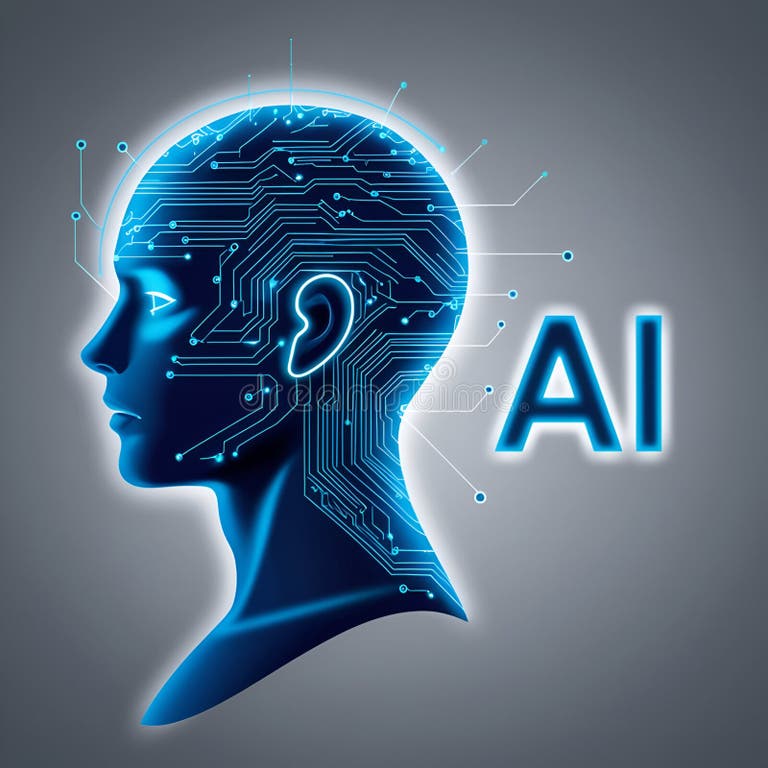 AI Human Head, Human Face with Digital Circuits, Concept of Artificial ...