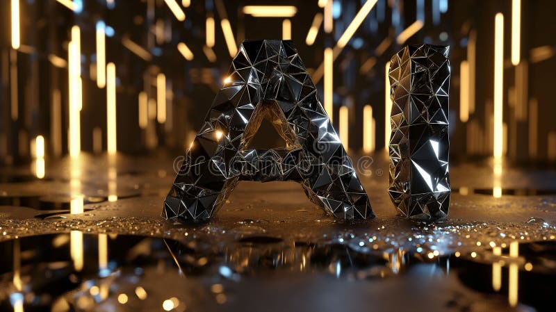 Abstract AI Letters in Futuristic Setting Representing Artificial ...