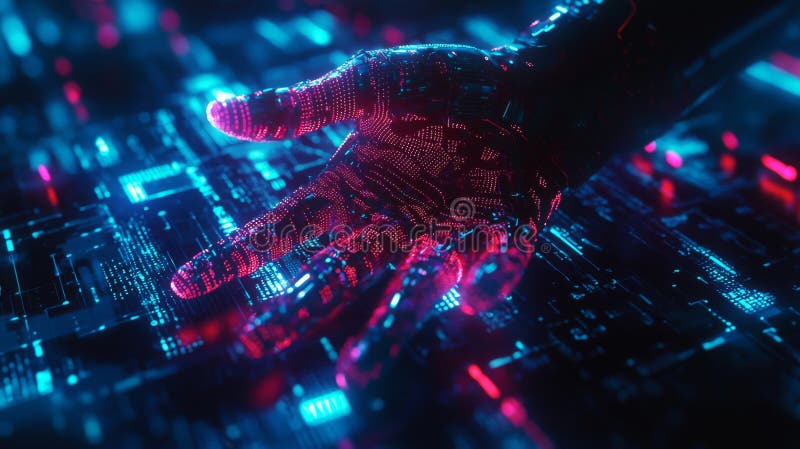 AI, Machine Learning, Hand of Robot Touching Big Data Network ...