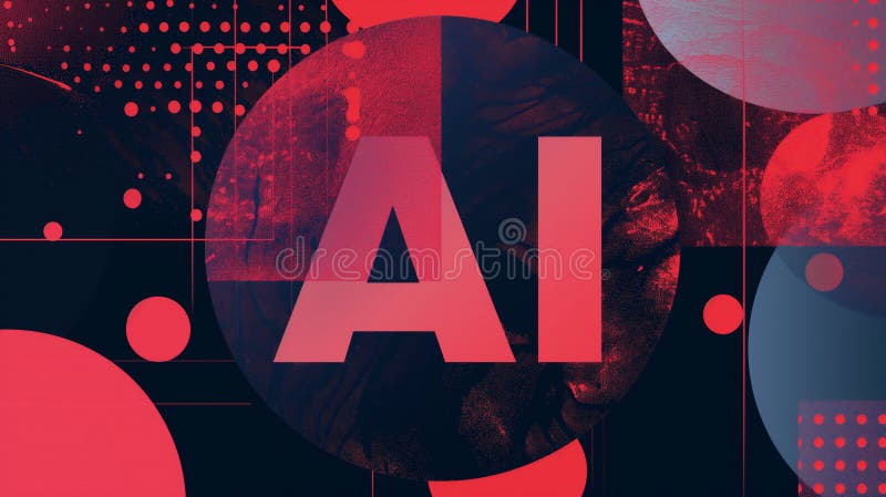Abstract AI-themed Graphic with Bold Red and Black Elements, Geometric ...