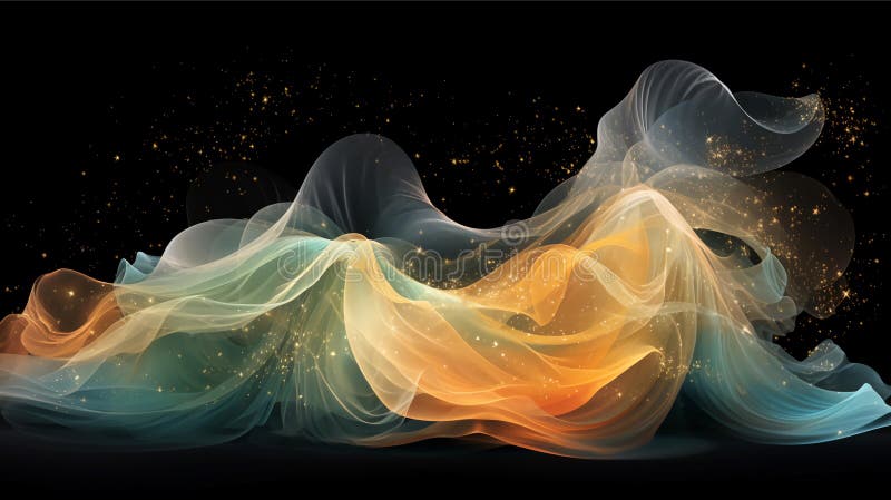 Abstract Air Waves with Gold and Blue Lights, Colorful and Dynamic, AI ...